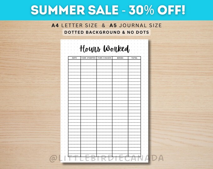 8 Cute Full Box Work Hours Tracker/shift Work/practical Planner ...