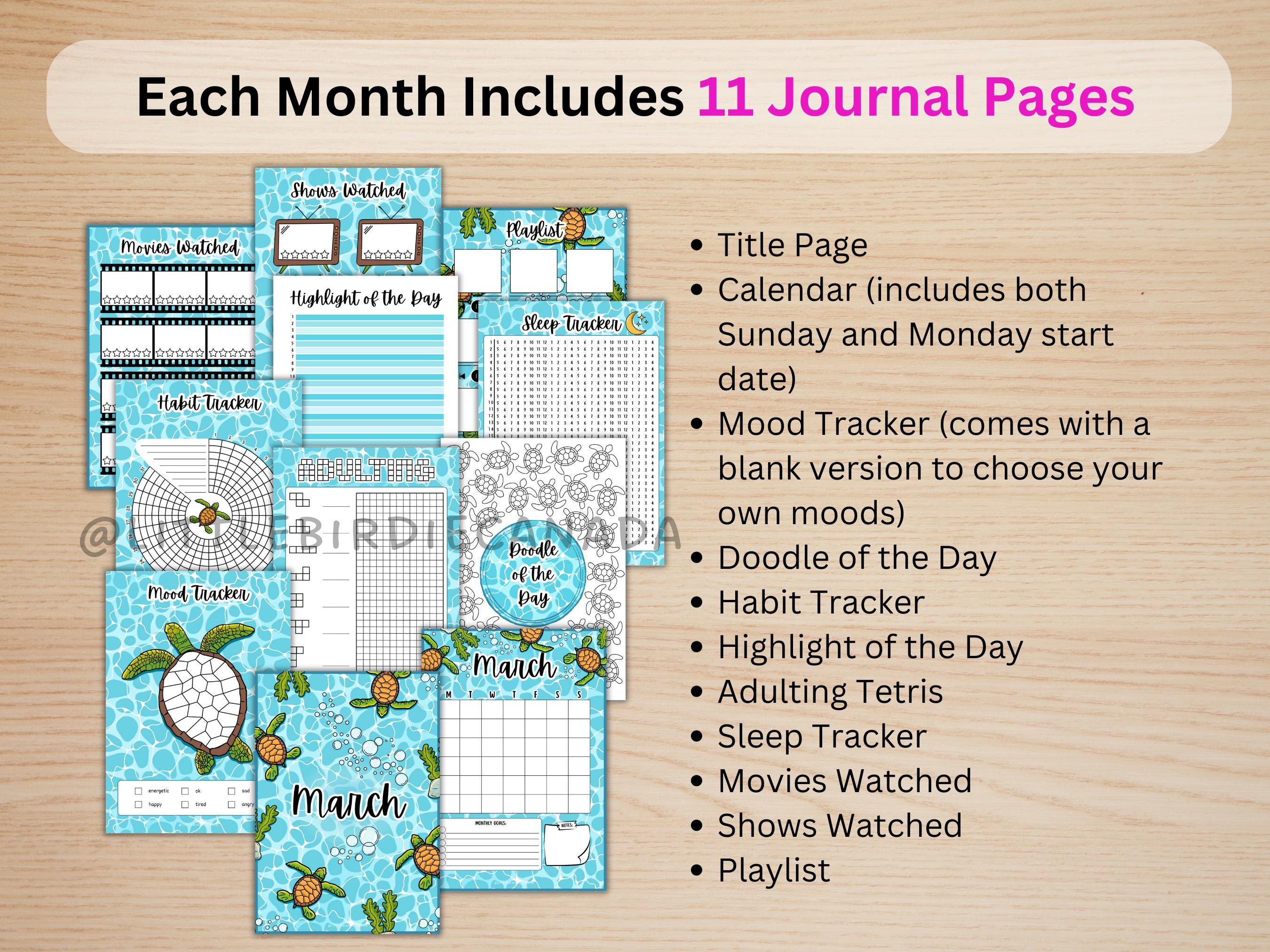 12 Months of Journal Bundles - Pre-coloured - PRINTABLE Journal Pages ...