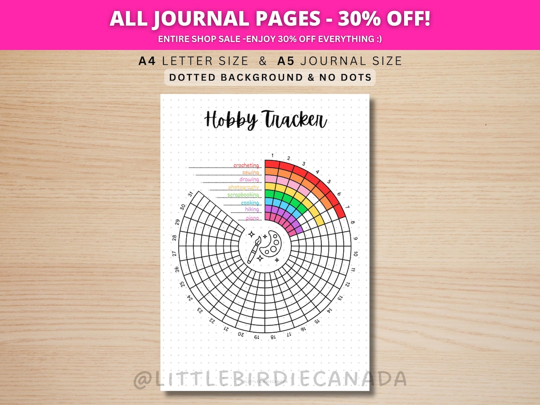 Hobby Tracker - PRINTABLE Journal Page - Habit Tracker - Hobby Journal ...