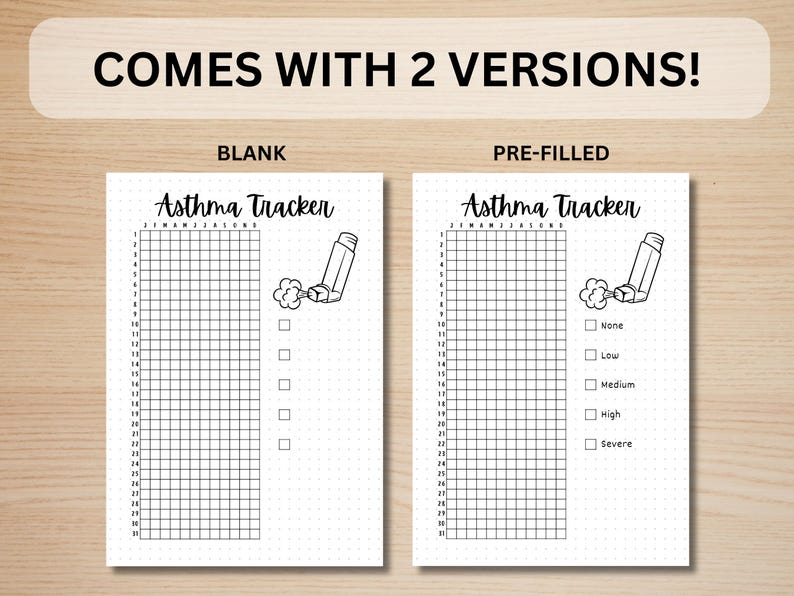 Asthma Tracker - PRINTABLE Journal Page - Inhaler Tracker - Health ...