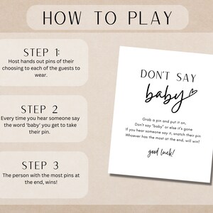 Dont Say Baby Game Printable Baby Shower Game Dont Say a Word Baby ...