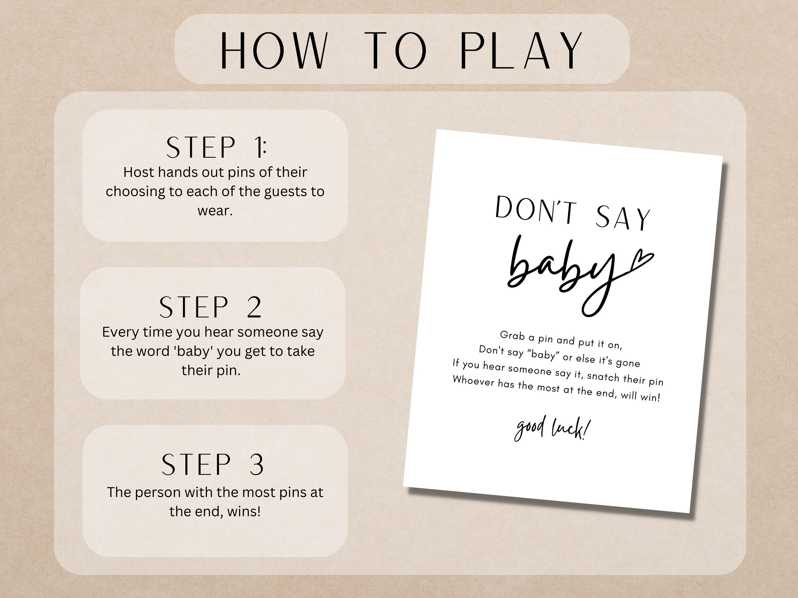 Dont Say Baby Game Printable Baby Shower Game Dont Say a Word Baby ...