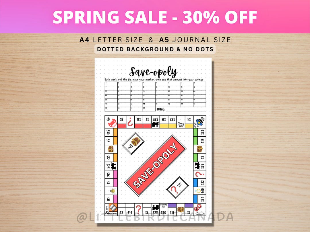 Saveopoly Savings Challenge - PRINTABLE Journal Page - Printable ...