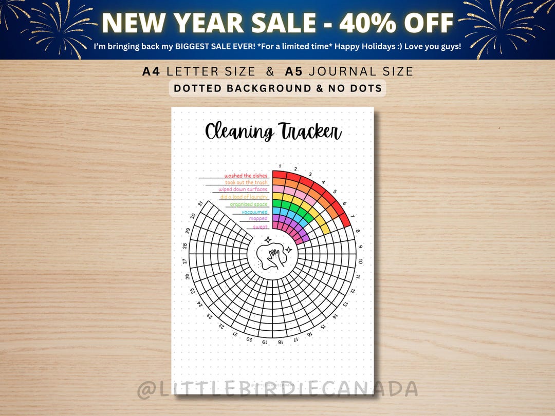 Cleaning Tracker PRINTABLE Journal Page Habit Tracker Track Cleaning ...