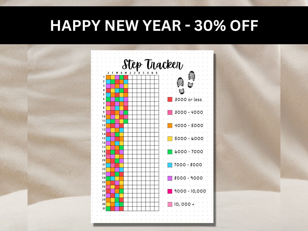Step Tracker Yearly A5 Journal Page Fitness Tracker Health Tracker ...
