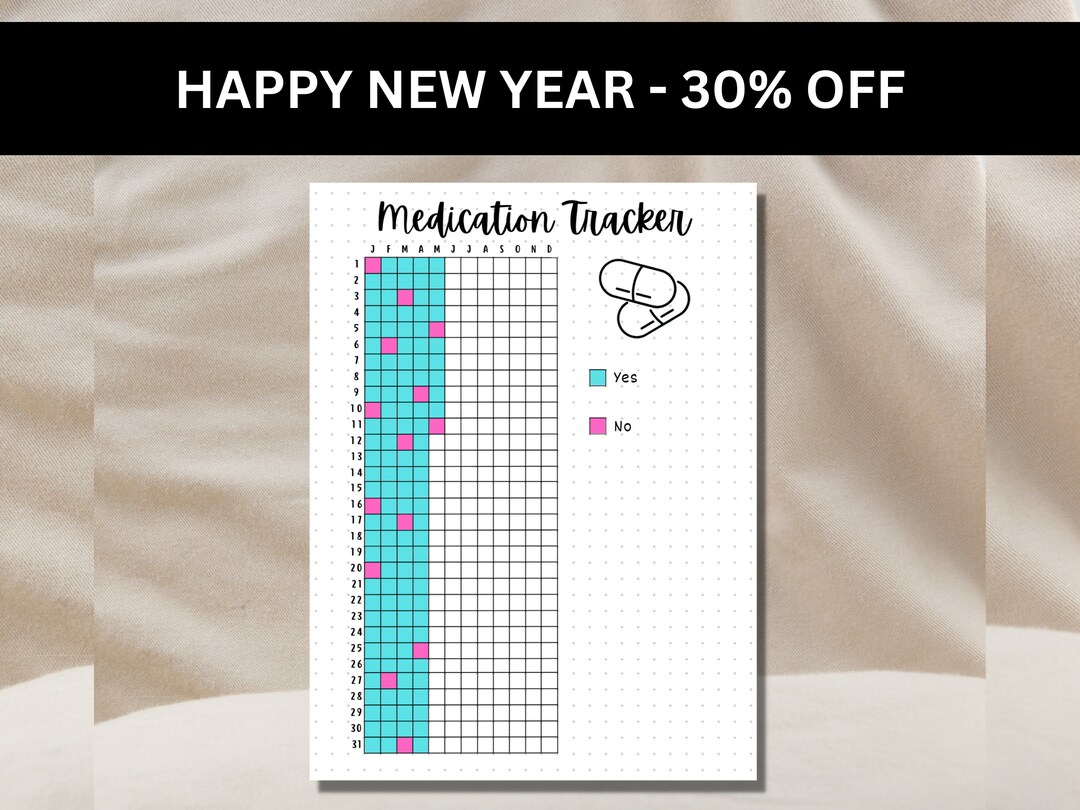 Medication Yearly Tracker A5 Journal Page PRINTABLE Tracker Medication ...