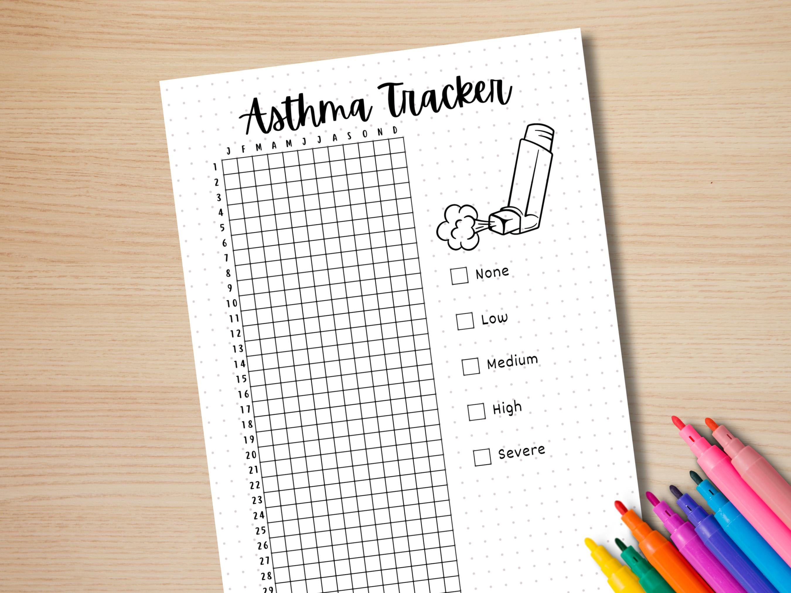 Asthma Tracker - PRINTABLE Journal Page - Inhaler Tracker - Health ...