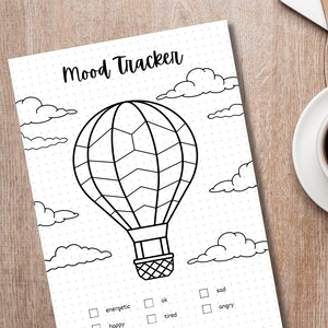 Hot Air Balloon Mood Tracker - PRINTABLE Journal Page - Planner Page ...