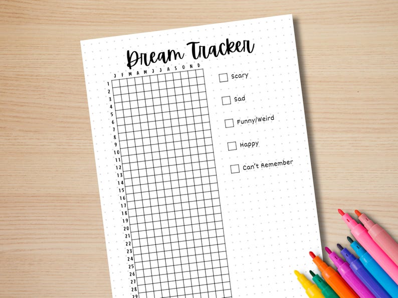 Dream Tracker - PRINTABLE Journal Page - Printable Planner Page - Dream ...