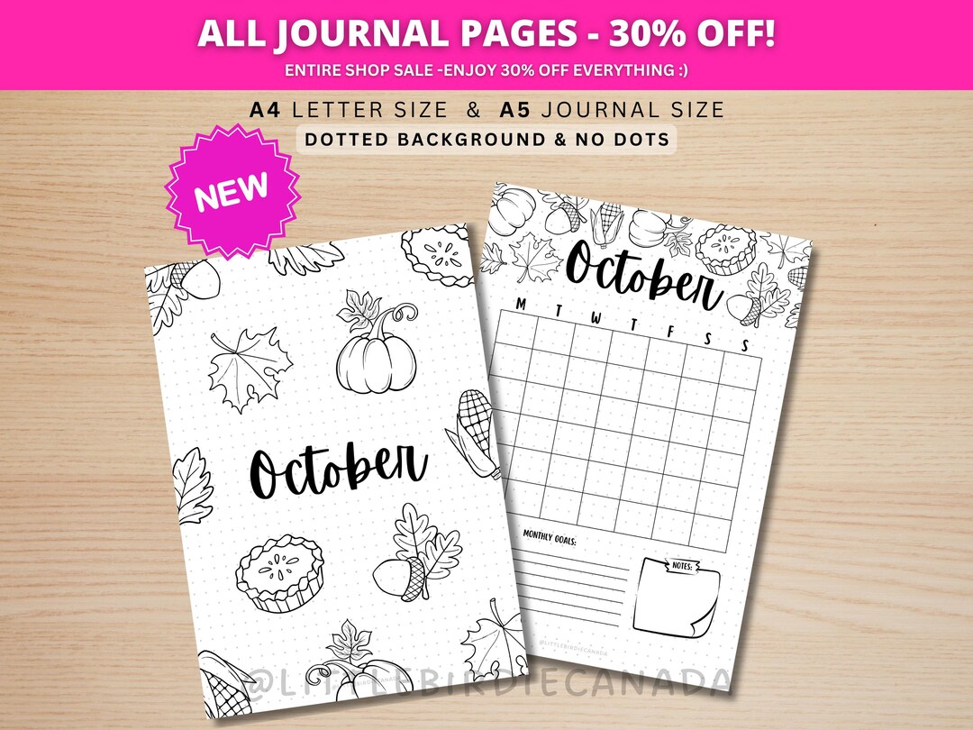 October Title Page and Calendar - PRINTABLE Calendar - Autumn Theme ...