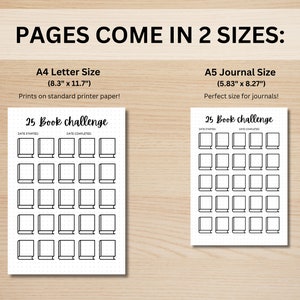 25 Book Reading Challenge - PRINTABLE Journal Page - Reading Tracker ...