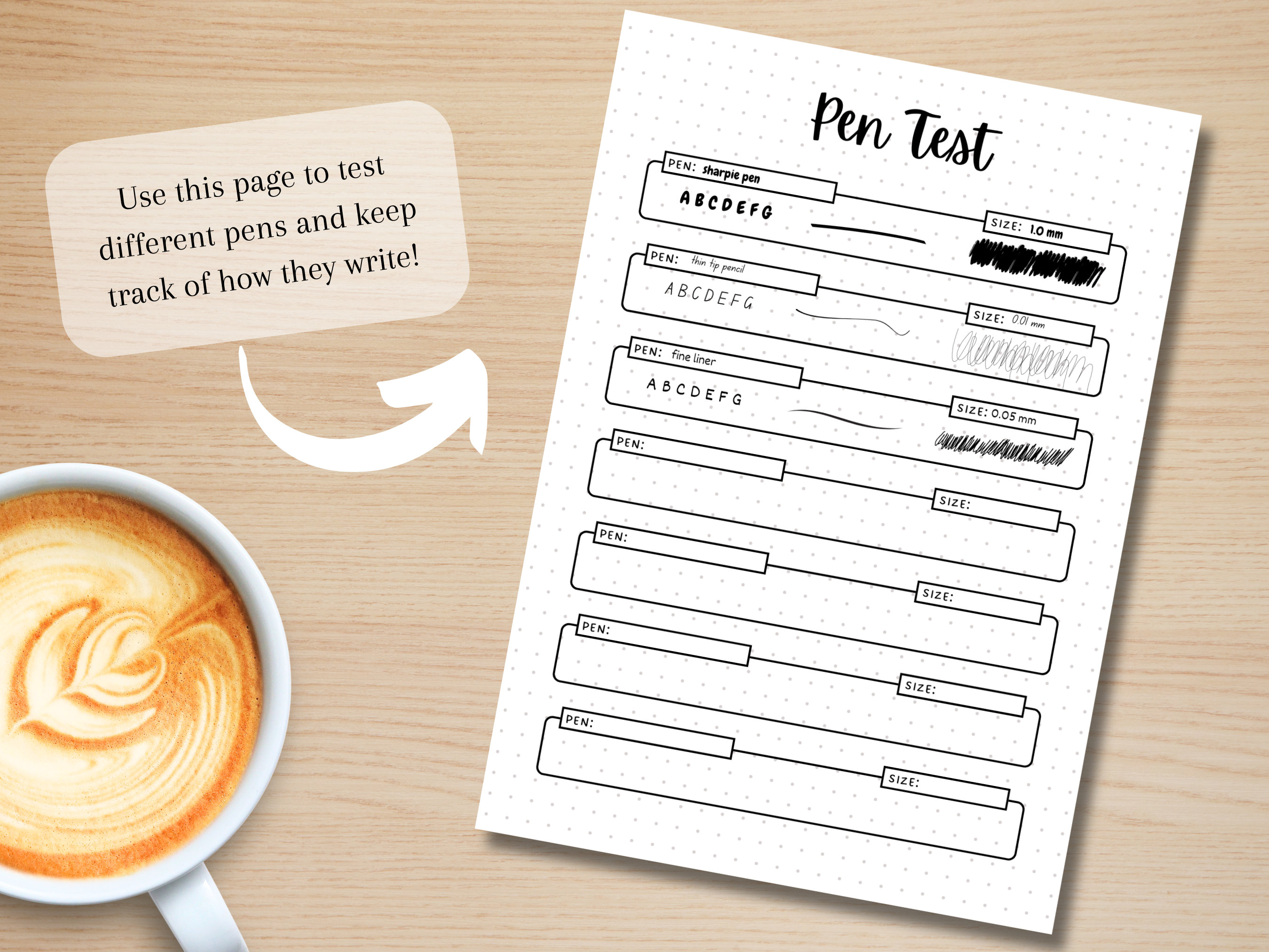 Pen Test - A5 Journal Page - PRINTABLE Journal Page - Pen Tracker - Pen ...