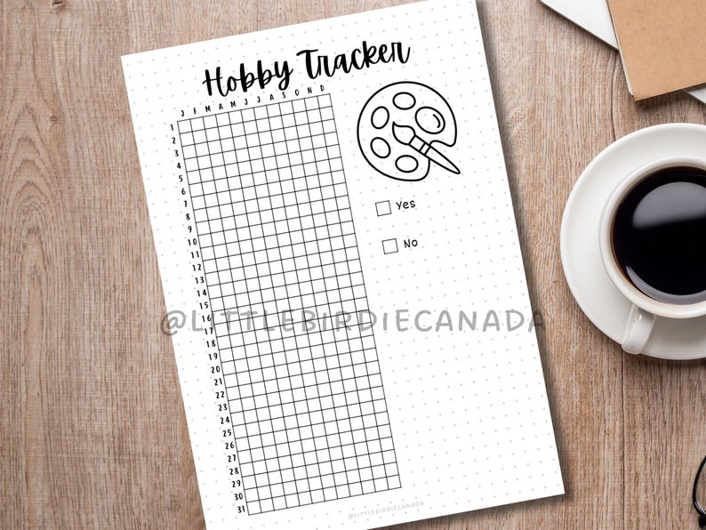 Hobby Tracker - PRINTABLE Journal Page - Habit Tracker - Hobby Journal ...