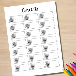 Concert Tracker - PRINTABLE Journal Page - Concert Log - Concert ...