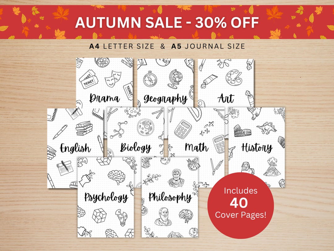 Subject Cover Pages PRINTABLE Cover Page Subject Binder Cover Page ...