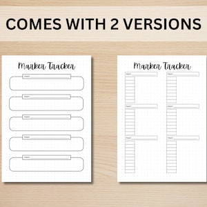 Marker Tracker - PRINTABLE Journal Page - Planner Page - Journal Color ...