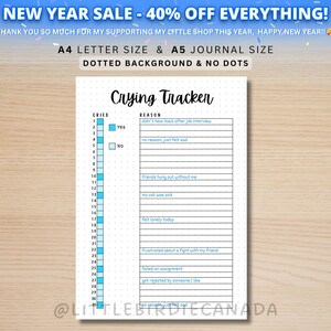 Crying Tracker - PRINTABLE Journal Page - Planner Page - Crying Log ...