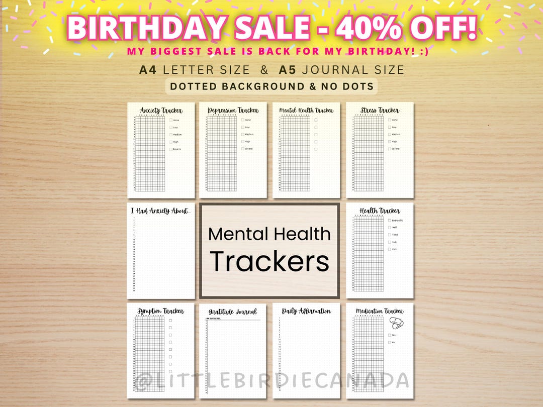 Mental Health Trackers Bundle - PRINTABLE Journal Pages - Digital ...