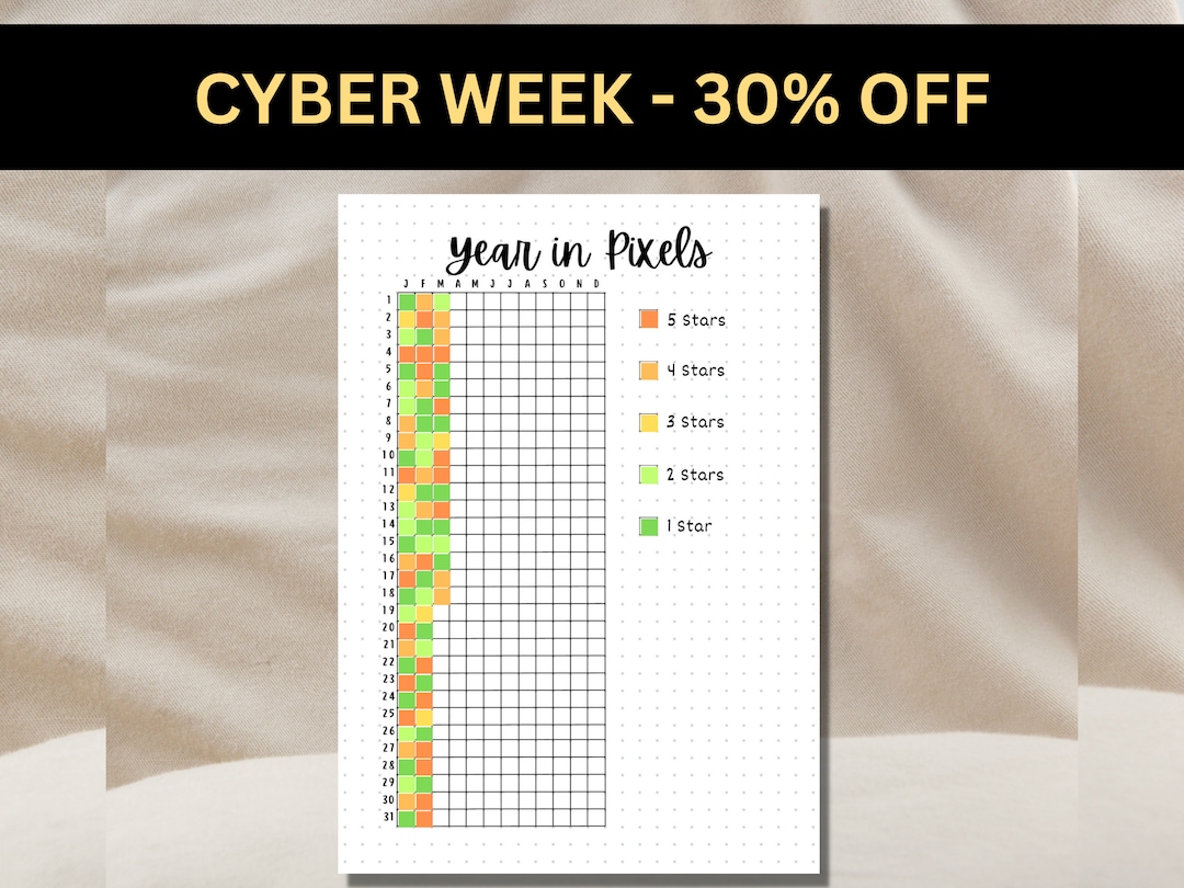 Année en pixels Page de journal A5 Tracker imprimable - Etsy Canada