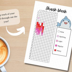 Shark Week - Period Tracker - PRINTABLE Journal Page - Planner Page ...
