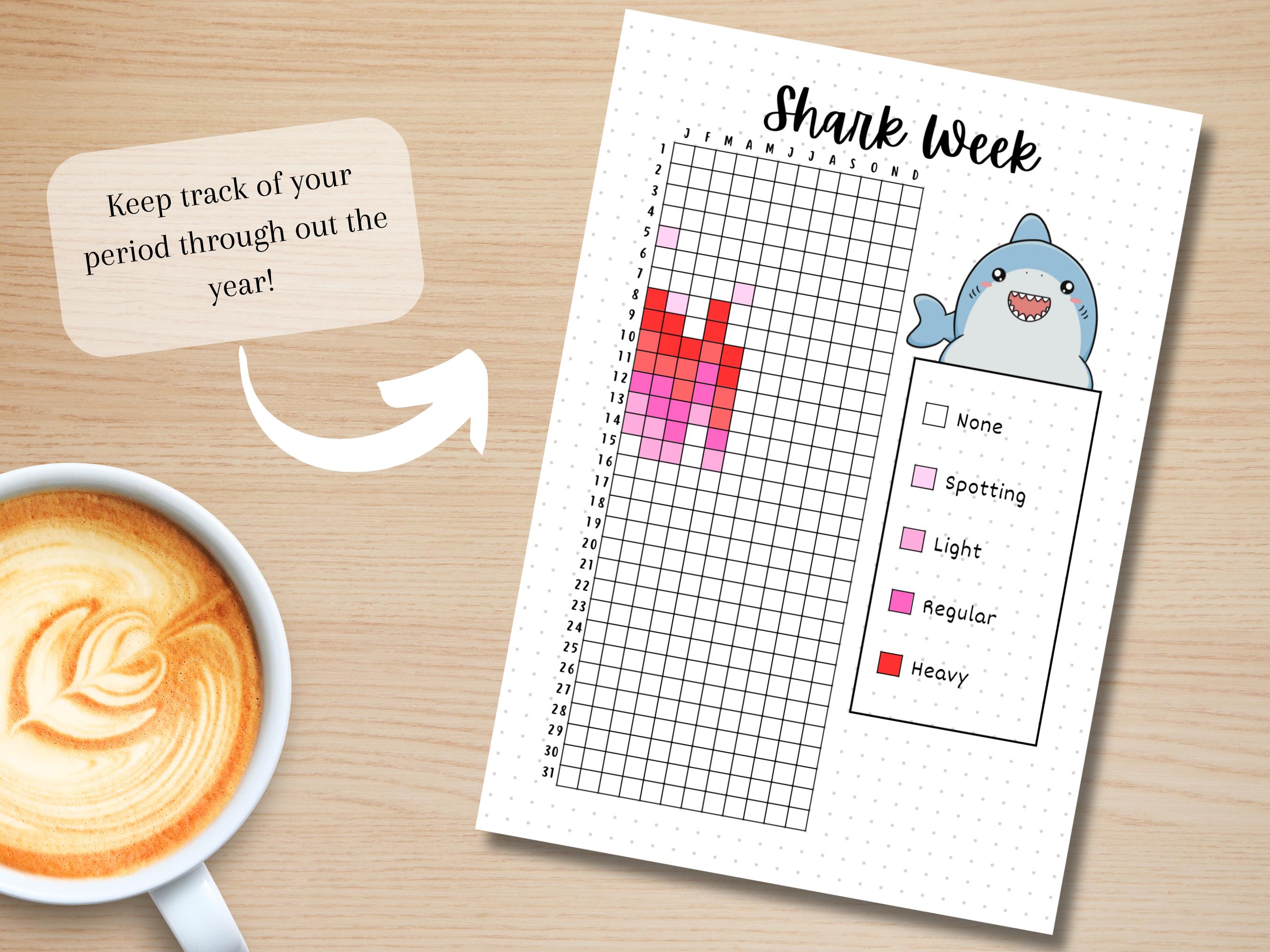 Shark Week - Period Tracker - PRINTABLE Journal Page - Planner Page ...