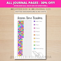 Screen Time Tracker Printable A5 A4 Journal Page Planner Page Yearly ...