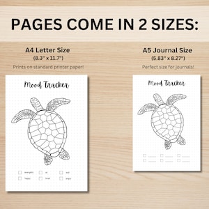Turtle Mood Tracker - PRINTABLE Journal Page - Planner Page - Feelings ...