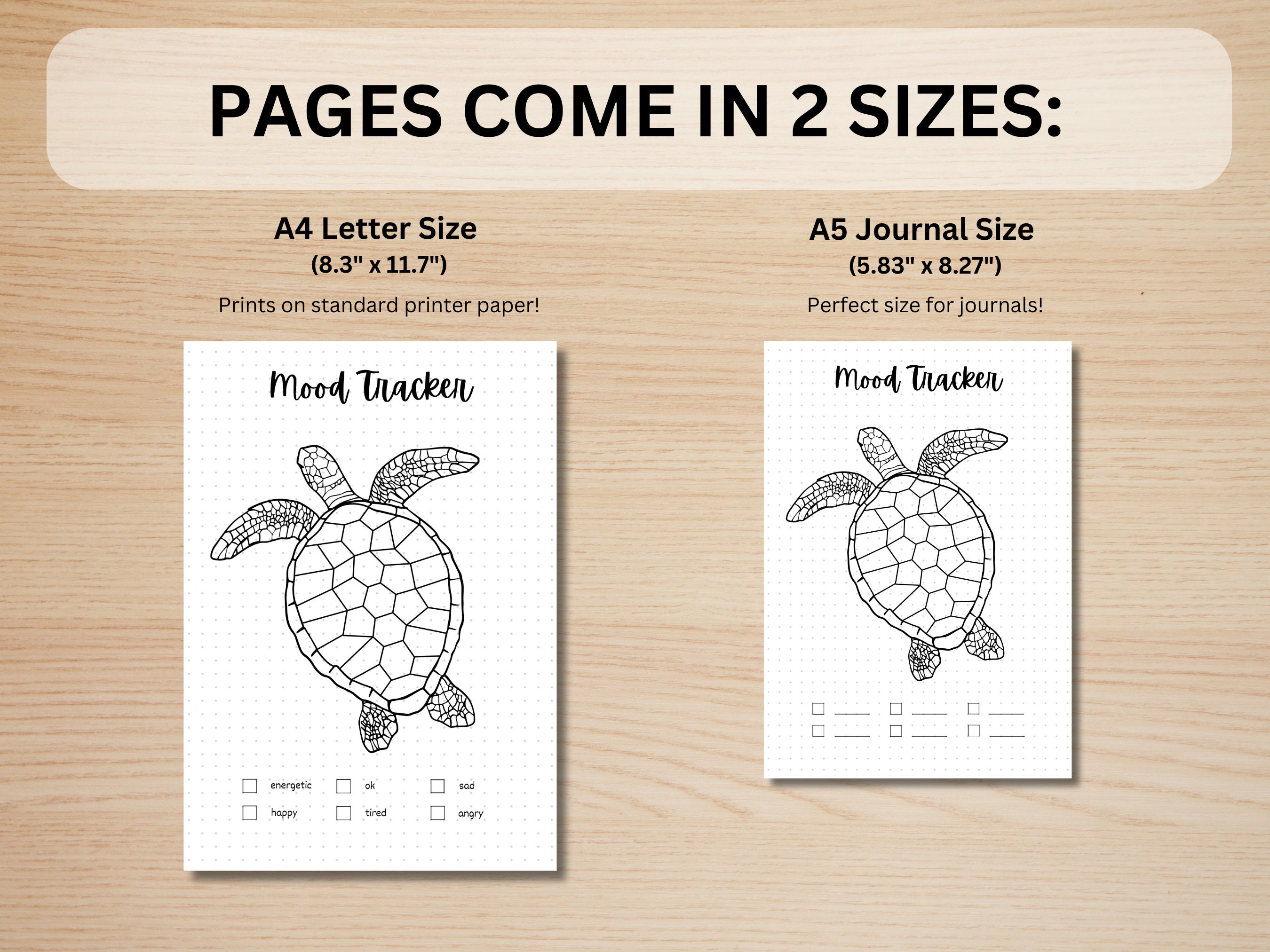 Turtle Mood Tracker - PRINTABLE Journal Page - Planner Page - Feelings ...