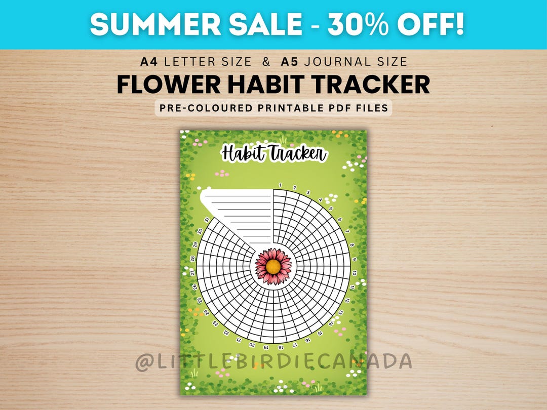 Flower Habit Tracker - PRINTABLE Journal Page - Colored Journal Page - Etsy