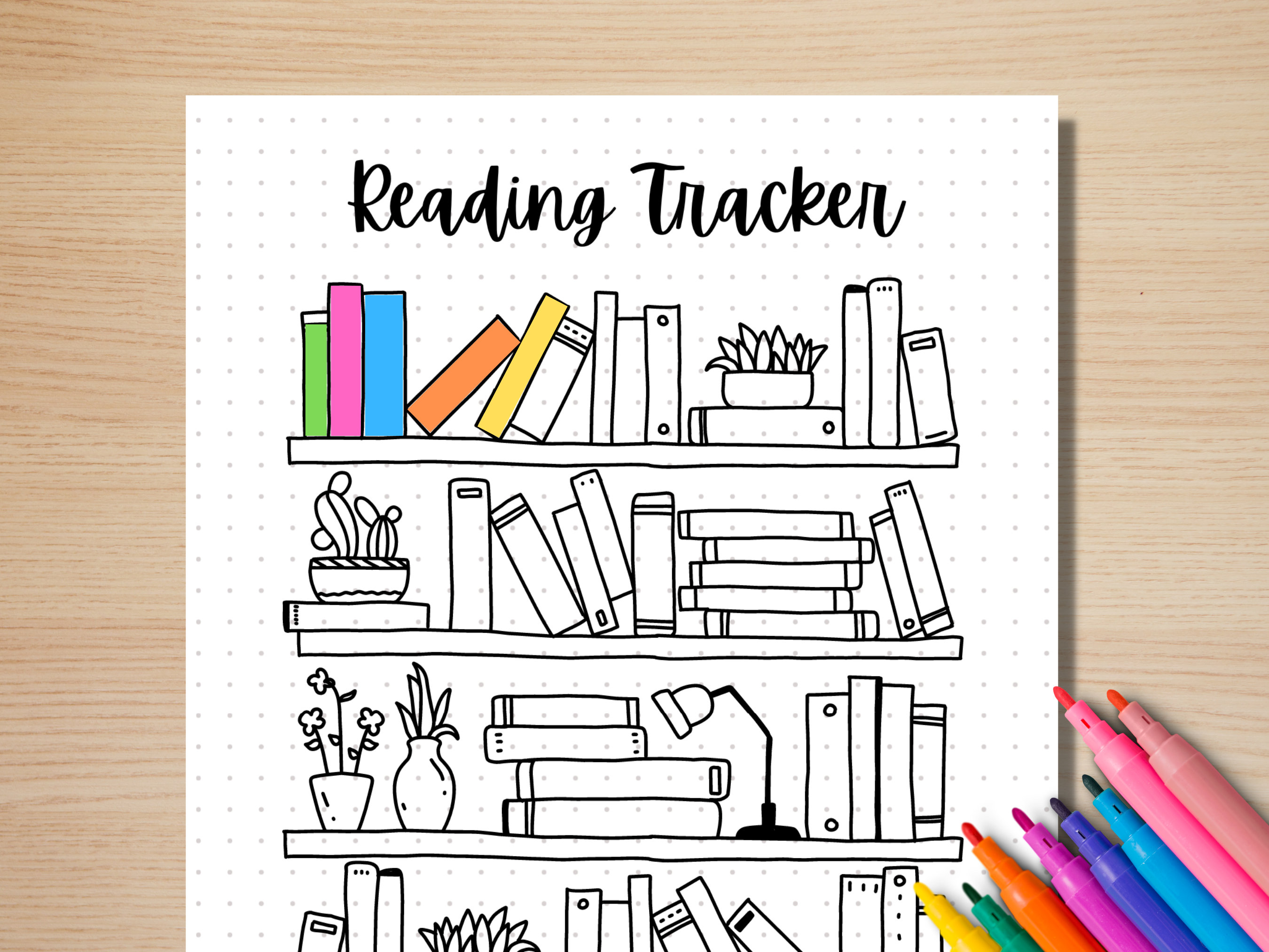 Bookshelf Reading Tracker - PRINTABLE Journal Page - Reading Log - Book ...