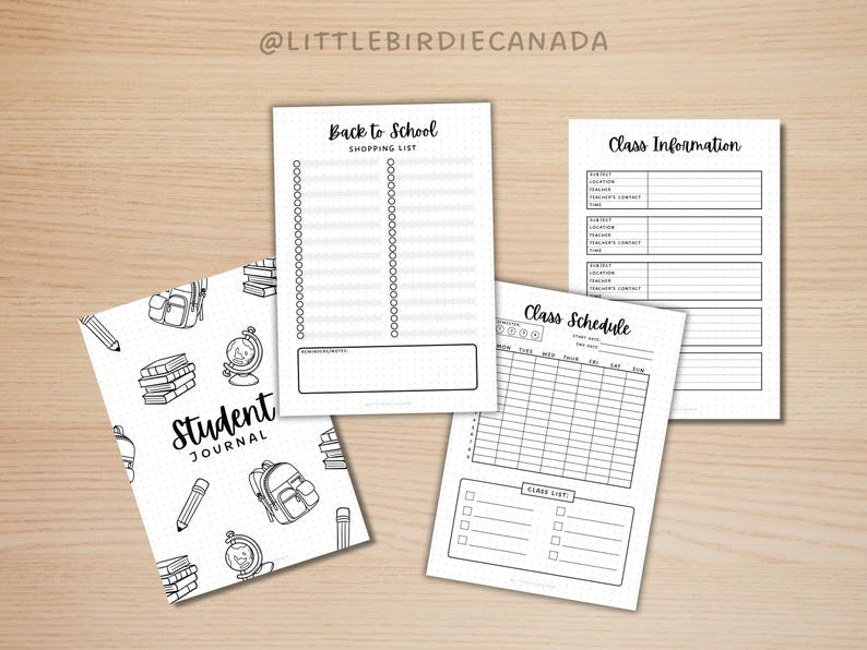 Student Planner Bundle - PRINTABLE Student Journal Pages - Digital ...