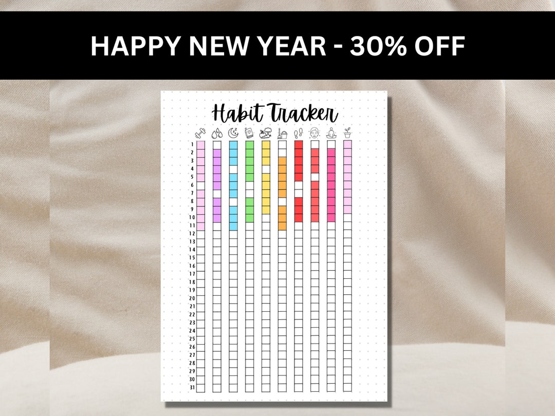 Habit Tracker A5 Journal Page PRINTABLE Tracker Monthly Tracker Monthly ...