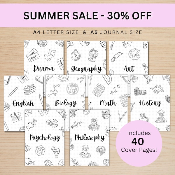 School Subject Cover Page - Etsy