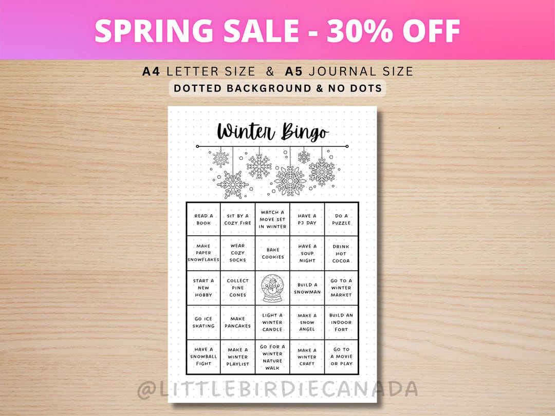Winter Bingo Game - Winter Activities - PRINTABLE Journal Page ...