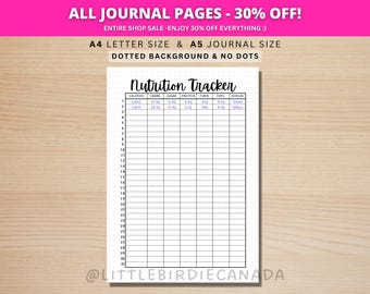 Nutrition Tracker - PRINTABLE Journal Page - Planner Page - Food ...