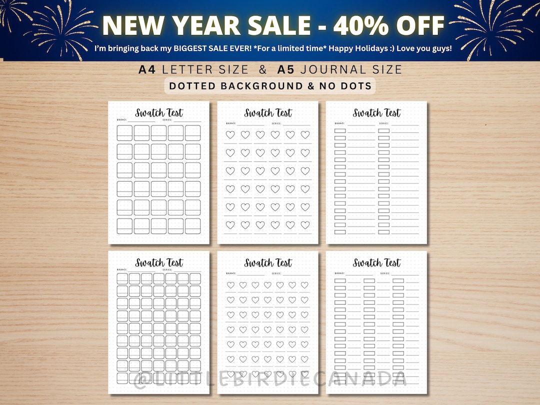 Swatch Test PRINTABLE Journal Page Planner Page Color Test Colour Test ...