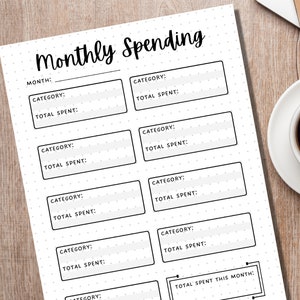 Monthly Spending Tracker - PRINTABLE Journal Page - Planner Page ...