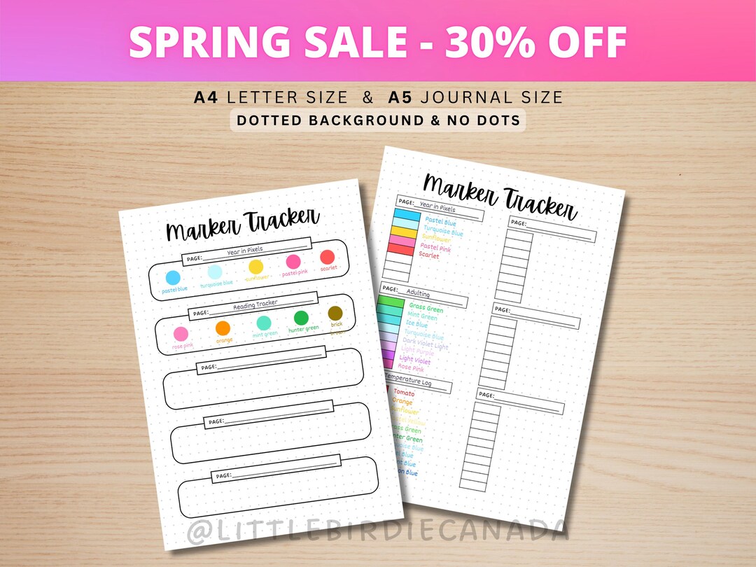 Marker Tracker - PRINTABLE Journal Page - Planner Page - Journal Color ...