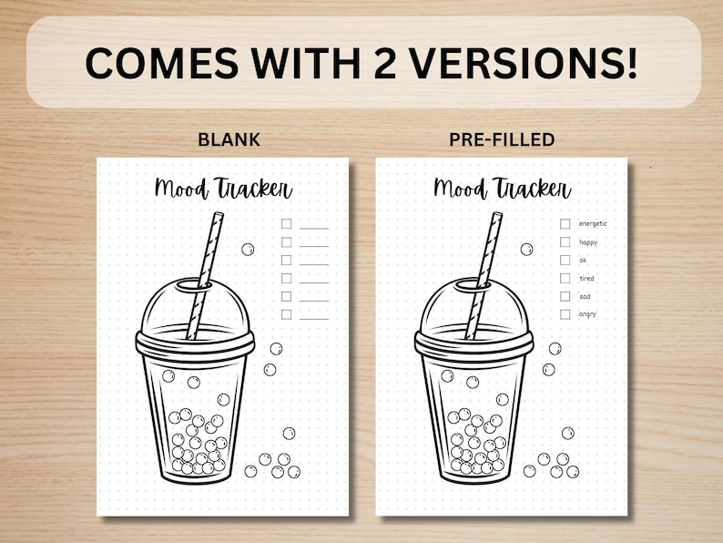 Boba Mood Tracker - PRINTABLE Journal Page - Planner Page - Feelings ...