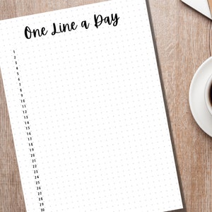 One Line A Day - PRINTABLE Journal Page - Planner Page - Memory Tracker ...