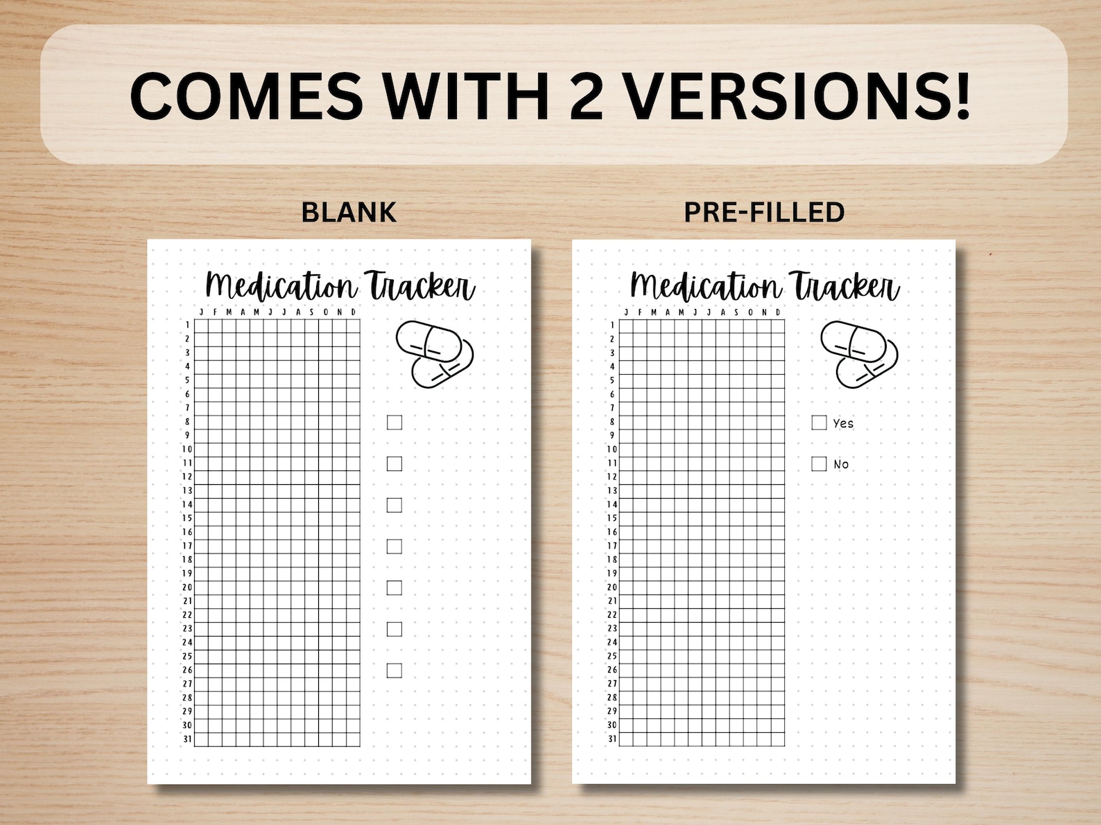 Medication Yearly Tracker - PRINTABLE Journal Page - Medication Tracker ...
