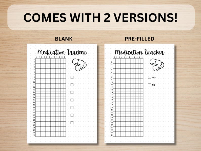 Medication Yearly Tracker - PRINTABLE Journal Page - Medication Tracker ...