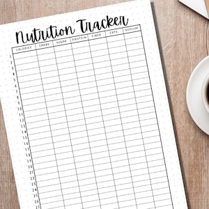 Nutrition Tracker - PRINTABLE Journal Page - Planner Page - Food ...