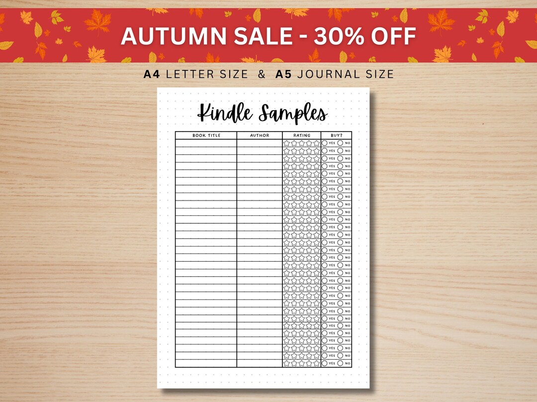 Buy Kindle Sample Tracker PRINTABLE Journal Page Reading Planner Page ...