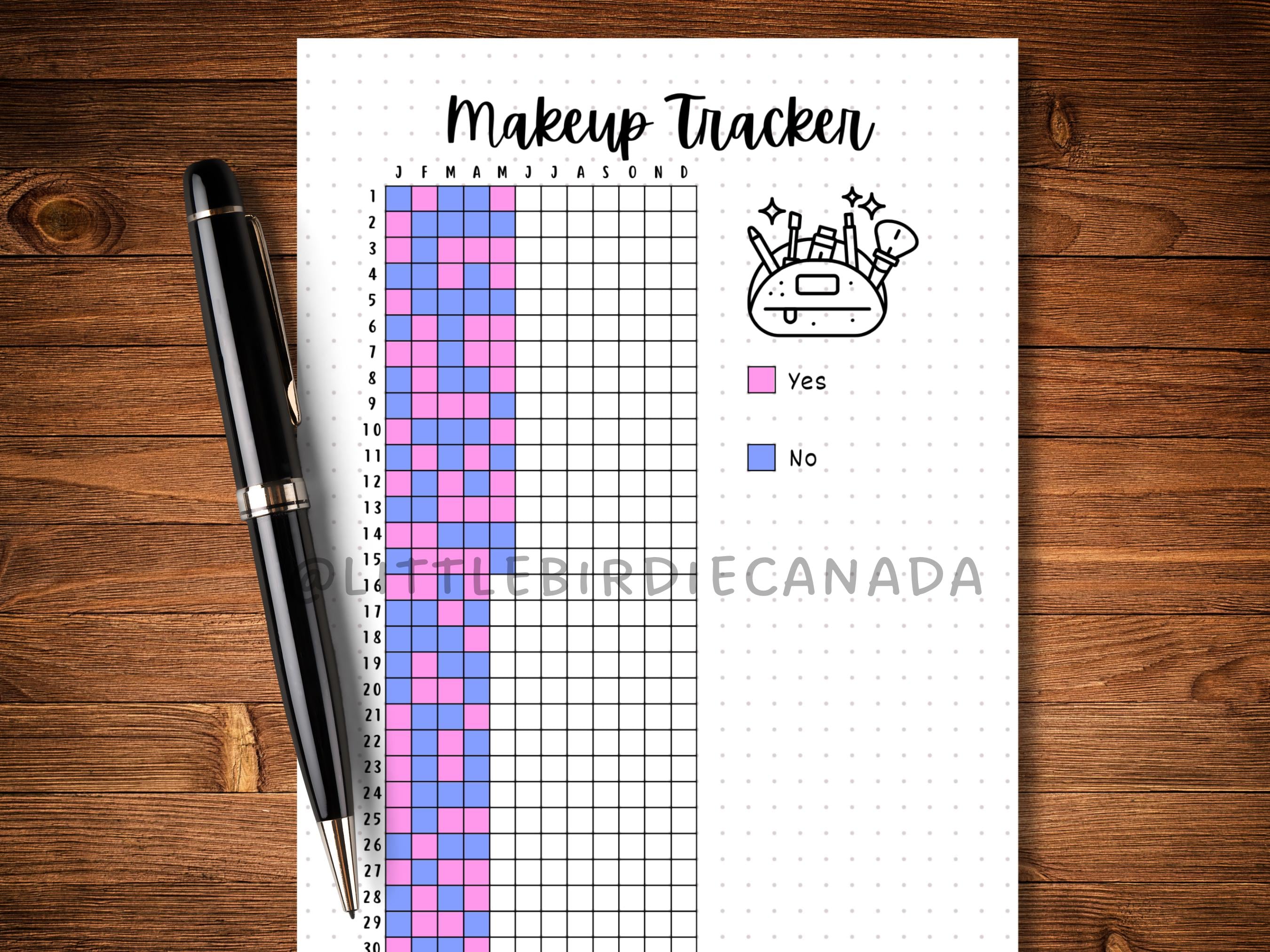 Makeup Tracker - PRINTABLE Journal Page - Track Makeup - Skincare ...