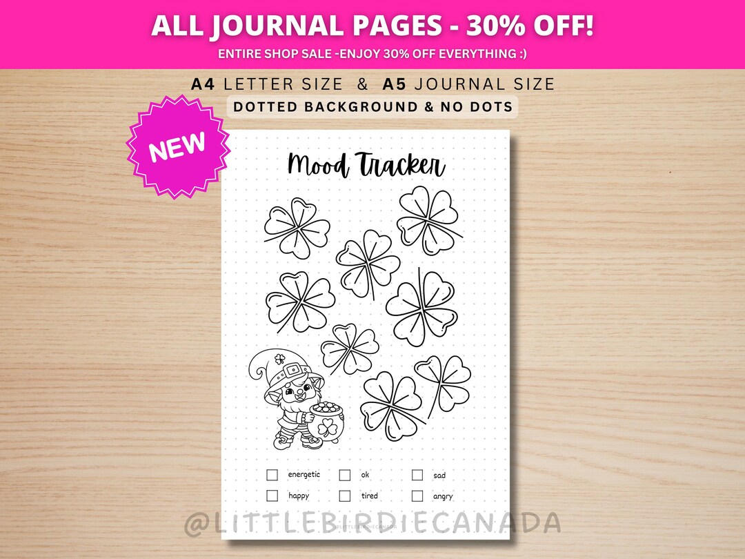 Four Leaf Clover Mood Tracker - PRINTABLE Journal Page - St Patricks ...