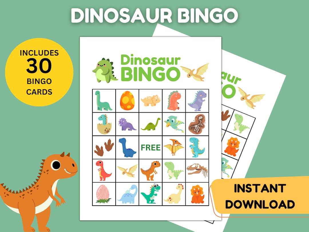 Printable Bingo Game for Kids Dinosaur Activity Printable Activity for ...