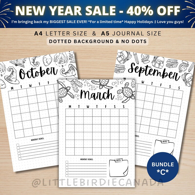 Printable Calendar - Etsy