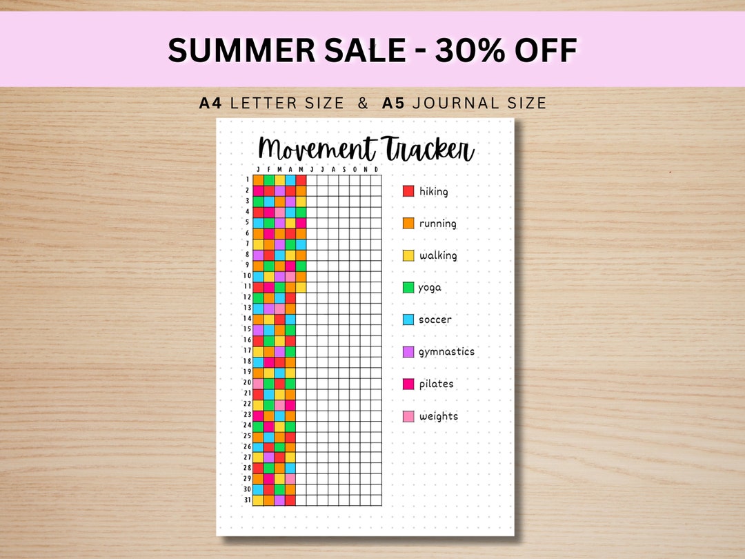 Movement Tracker Fitness Tracker PRINTABLE Journal Page Exercise ...