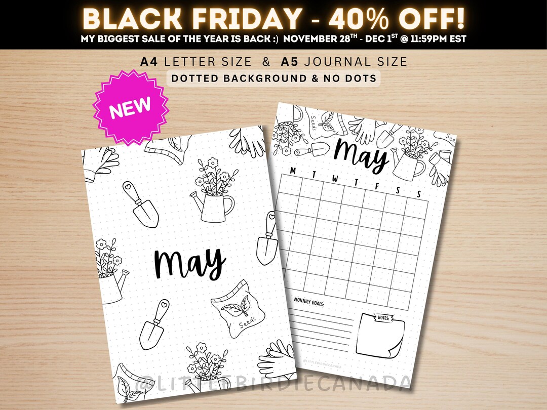 May Title Page and Calendar - PRINTABLE Calendar - Garden Theme ...